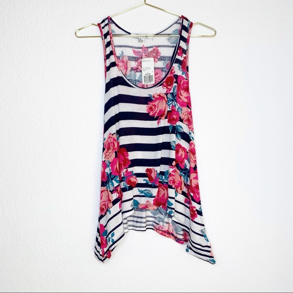 Forever 21 | Tops | Forever 2 Stripes And Floral Tank Top | Poshmark